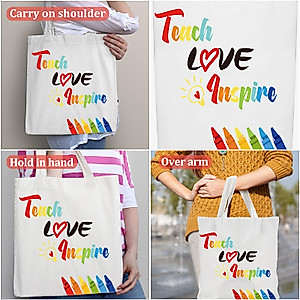 4 Pcs Teacher Appreciation Gift Teacher Canvas Tote Bag (Vivid Style)
