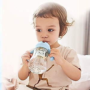 POTATO Straw Cup Spill Proof Sippy Cup with Handles and Strap, Toddler Cups, Tritan Sippy Cups for babies, 300ML/10oz, 6 Months+(Blue)
