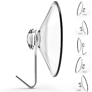 Suction Cup Hooks, Set of 6, 2" Clear Heavy Duty Cups W/Stainless Hook, Best for Shower, Bathroom, Kitchen, & Windows - Super Strong Pads Makes Them Perfect for Outdoor Use On Wreaths & Bird Feeders