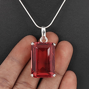 GEMHUB Loose Gemstones For Pendants 75.00 Carat Alexandrite Gemstone Pendant Without Chain Emerald Cut Sterling Silver Pendant Without Chain For Women