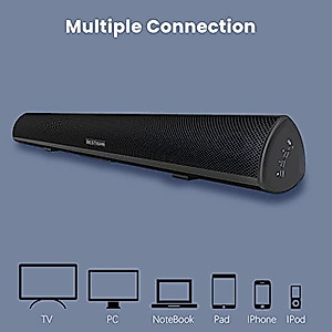 BESTISAN Sound bar, Soundbar Wired and Wireless Bluetooth 5.0 HDMI-ARC Speaker for TV (28 Inches, HDMI-ARC Connection, Optical Cable Included, DSP, Bass Adjustable, Wall Mountable)