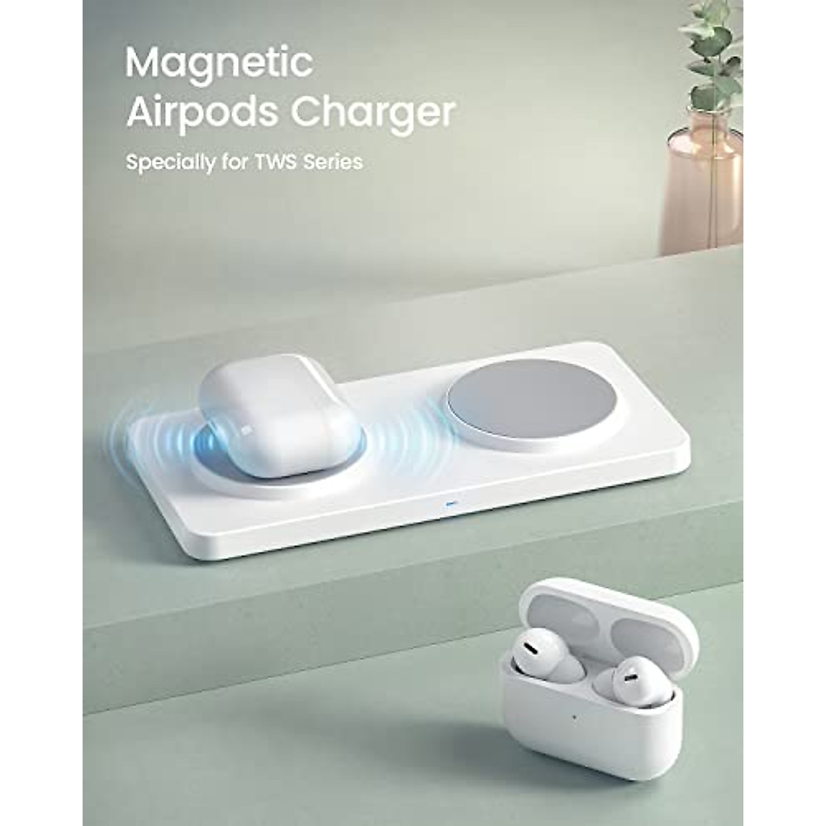 Magnetic Wireless Charging Pad, GEEKERA 2 in 1 Charging Station for Apple, Dual MagSafe Wireless Charger for iPhone 14/13/12 Pro Max/Pro/Plus/Mini, AirPods 3/Pro 2 (ONLY for Apple Products)