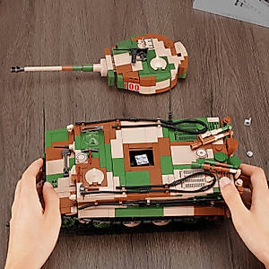 MISINI 100244 Technik Panzer Tank ，WWII-Militärpanzer Building Set，Tiger I Heavy Duty Tank，Military Construction Model Toy for Teen Gift Giving 2276pcs
