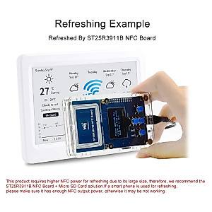 waveshare 7.5inch Passive NFC-Powered e-Paper Display Black/White e-Ink Screen, Wireless Powering and Data Transfer No Battery Required, Refresh by Smartphone with NFC Function or NFC Reader