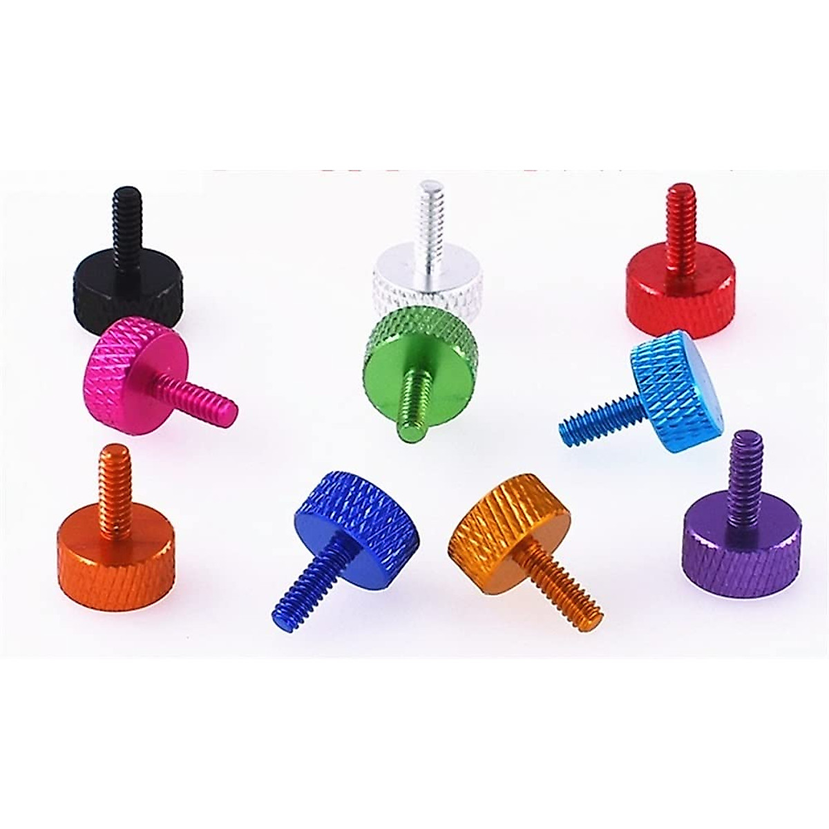 GUSTYT Screw 6#-32 * 10mm Aluminum Alloy Hand Twisted knurled Color Computer Drone Box DIY Side Panel Hard Drive Graphics Card Screws (Color : Brown Orange)