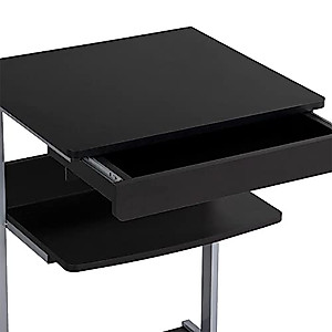 Yaheetech 22 in Laptop Computer Table Home Office Desk with Power Outlet for Small Space, Mobile Compact Corner Desk with Charging Station and USB Ports on Wheels, Student Writing Desk Table, Black