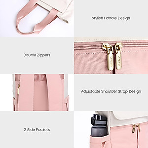 LOVEVOOK Backpack Purse for Women, Convertible Small Backpack Tote for Woman, Mini College Daypack for Work, Daily, Travel, 2pcs set, Beige-Pink