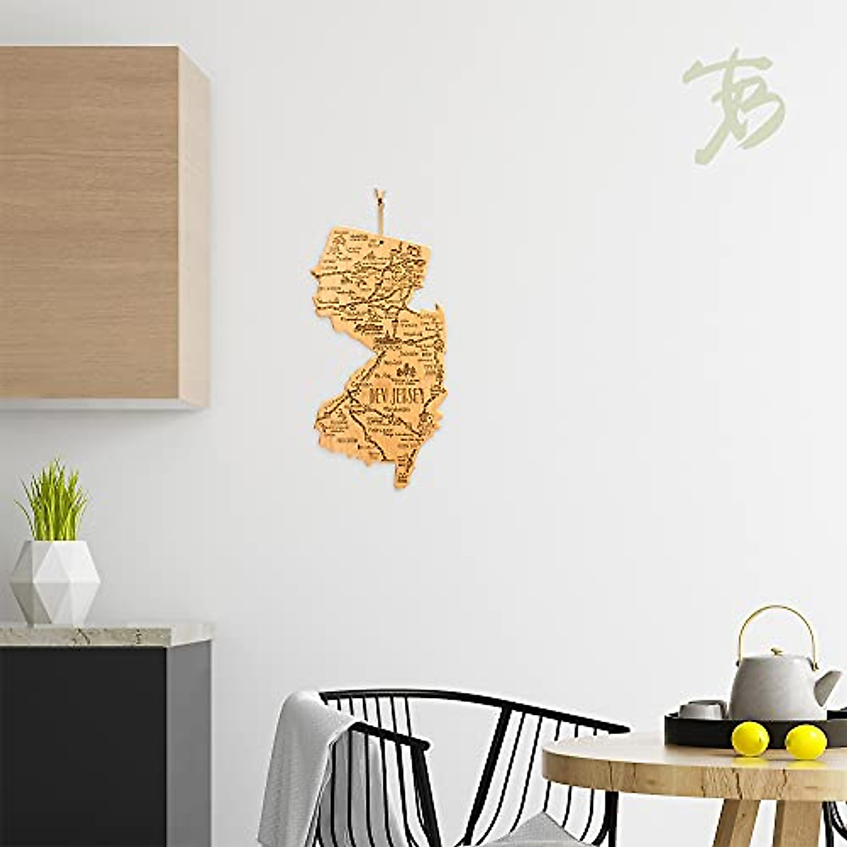 Totally Bamboo Destination New Jersey State Shaped Serving and Cutting Board, Includes Hang Tie for Wall Display