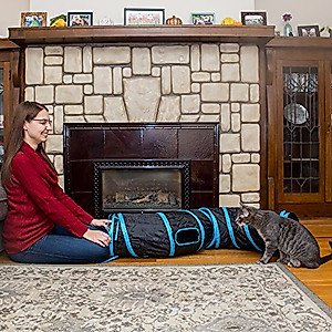 PetLike S Way Cat Tunnel Collapsible Pop-up Pet Tube Hideaway Play Toy with Ball (S-Way, Black)