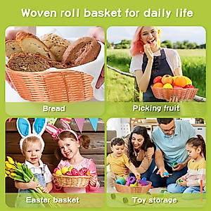 Mumufy 6 Pcs 12.6 x 9.5 x 3.2 Inches Plastic Bread Baskets for Serving Empty Oval Basket Bin Fruit Food Woven Baskets for Harvest Season Gifts Storage Kitchen Display Restaurant Tabletop