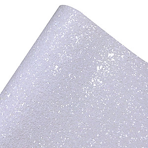 Greatdiy Sparkly Snow White Chunky Glitter Faux Leather Roll 12 x 52 inch Shiny Solid Color Winter Fabric for Bows Earrings Crafts (18015#1)