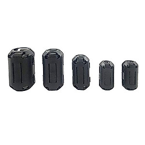 (Pack of 20pcs) Clip-on Ferrite Ring Core RFI EMI Noise Suppressor Cable Clip for 3mm/ 5mm/ 7mm/ 9mm/ 13mm Diameter Cable, Black