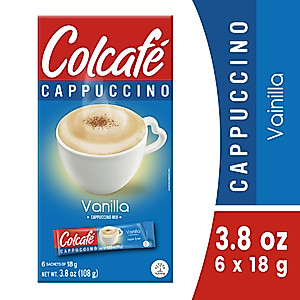 Colcafé French Vanilla Cappuccino Instant Mix | Convenient & Portable Packs | 100% Colombian Coffee | Make Hot or Cold | 6 Count (Pack of 2)