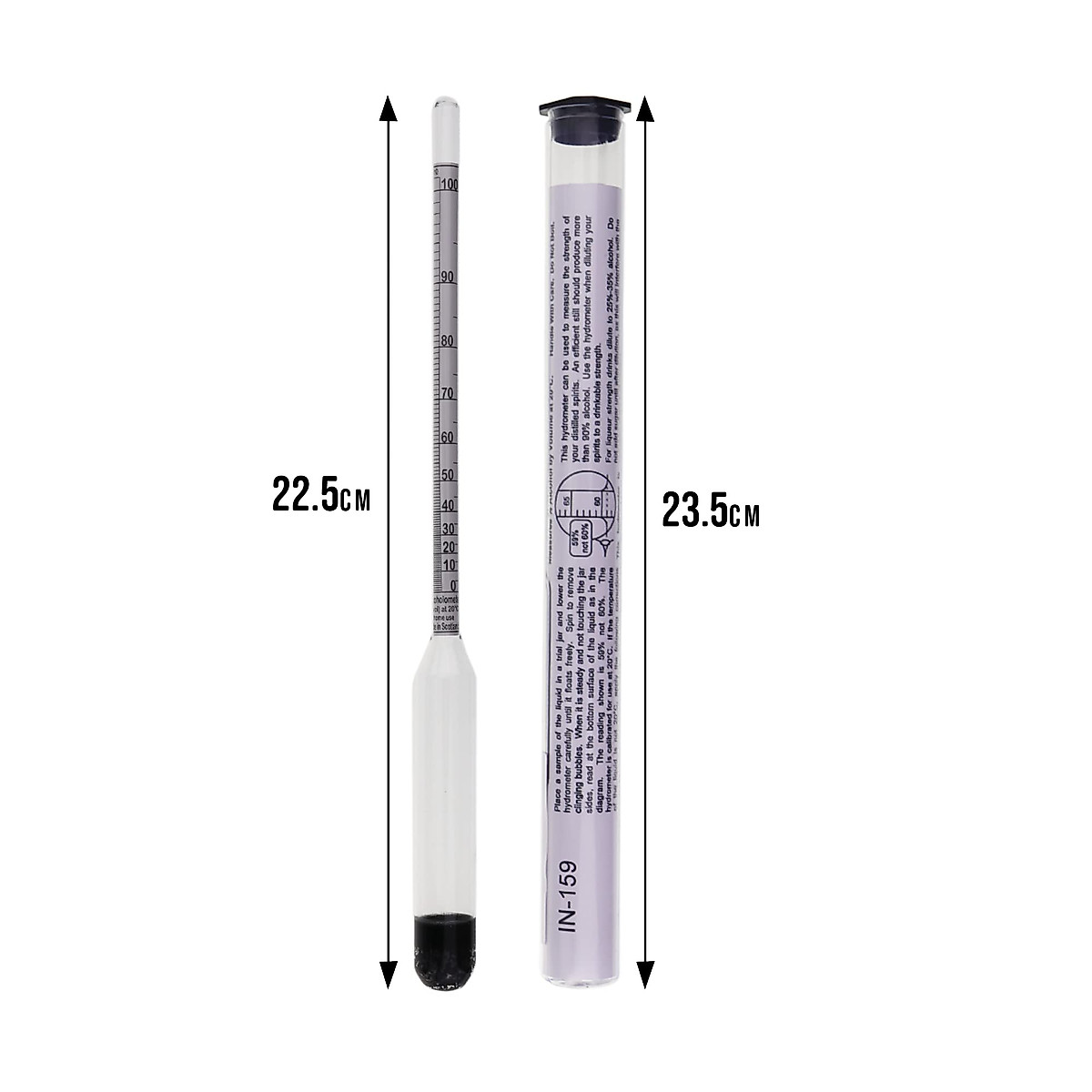 Alcohol Meter Spirit Meter 0-100% Measures Alcohol in Distilled Spirit 23cm