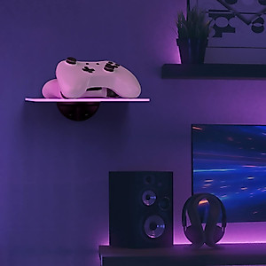 GALVANOX LED Illuminated Floating Wall Shelf, Wall Mounted Decor Display Shelves with Color Changing Lights (2)