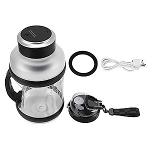 Sport Portable Blender, 2L USB C Rechargeable 4000mAh Cordless Personal Blender with Direct Drinking Lid and 6 Stainless Steel Blade for Shakes Juice, Travel Blender for Anywhere (Black)