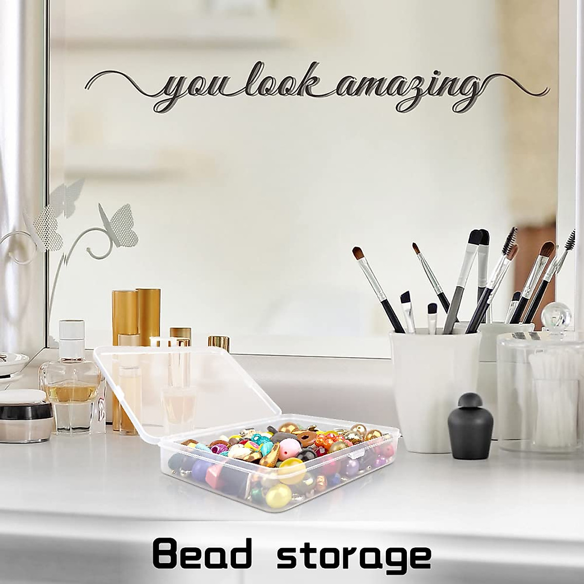 DUOFIRE Small Plastic Box Organizer Box Small Plastic Storage containers Small Plastic case for Storage Beads, Jewelry and Small Items Square(5.2 x 5.2 x 1.3inch) 2 Pack