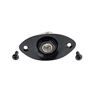 Musiclily 1/4" Oval Guitar Input Jack Output Jack Plate Socket for Strat Tele Style Electric Guitar Replacement Parts, Black