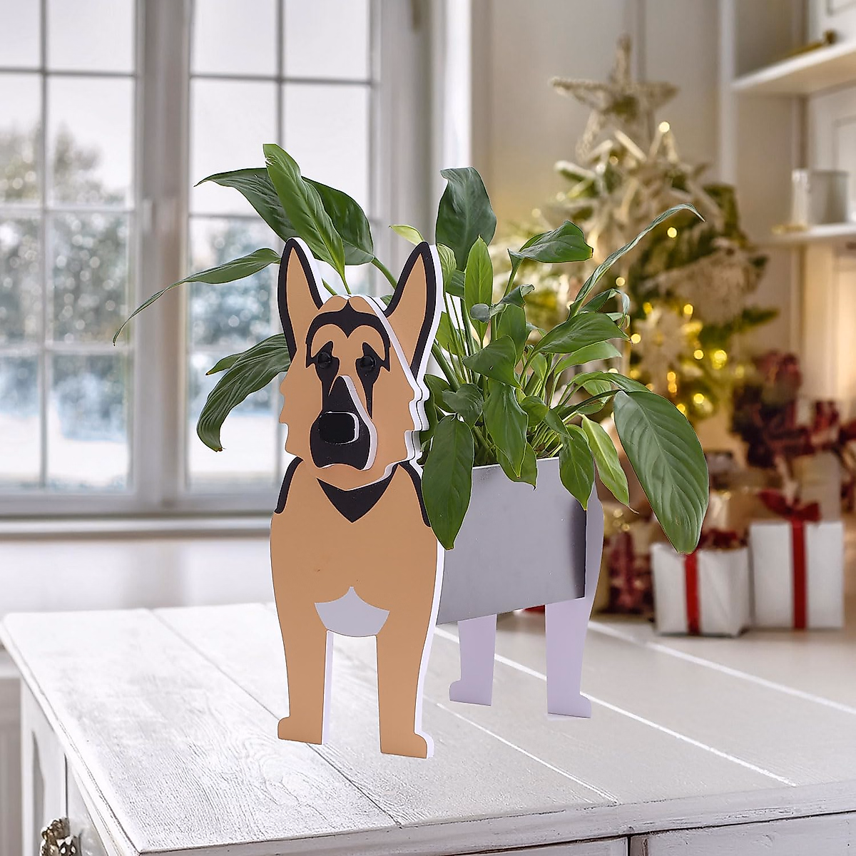 Gochoi German Shepherd Gifts,German Shepherd Dog Planter Plant Pot,Cute Dog Flower Pots for Outdoor Garden Decoration,Birthday Gifts for Women,Office Home Decor Small German Shepherd