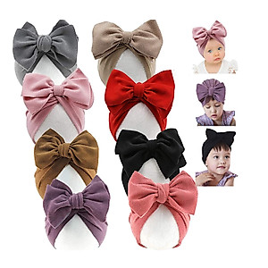 Yili Maizi Baby Turban Toddler Indian hat with Imitation Cashmere Bow Kids Set Baby Cap Ear Hat