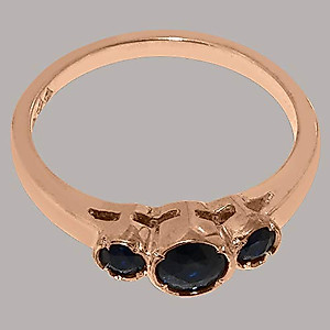 LetsBuyGold 14k Rose Gold Natural Sapphire Womens Statement Ring - Size 6.75