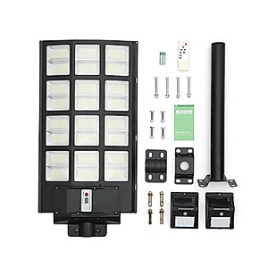 Complete Set of One Large and Two Small Solar Lights for Outdoor - Street Light 1152 LEDs 7000K Motion Activated Dusk to Dawn IP66 Waterproof Security Flood Lights Yard Garage Driveway Parking Lot