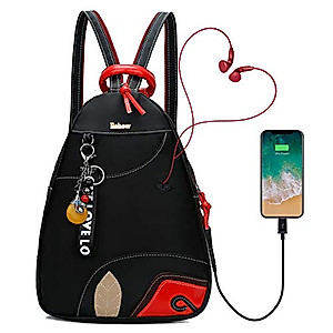 Eshow Small Backpack Purse for Women Nylon Backpack Purse - 2 Way Convertible Casual School Backpacks Hobo Handbag