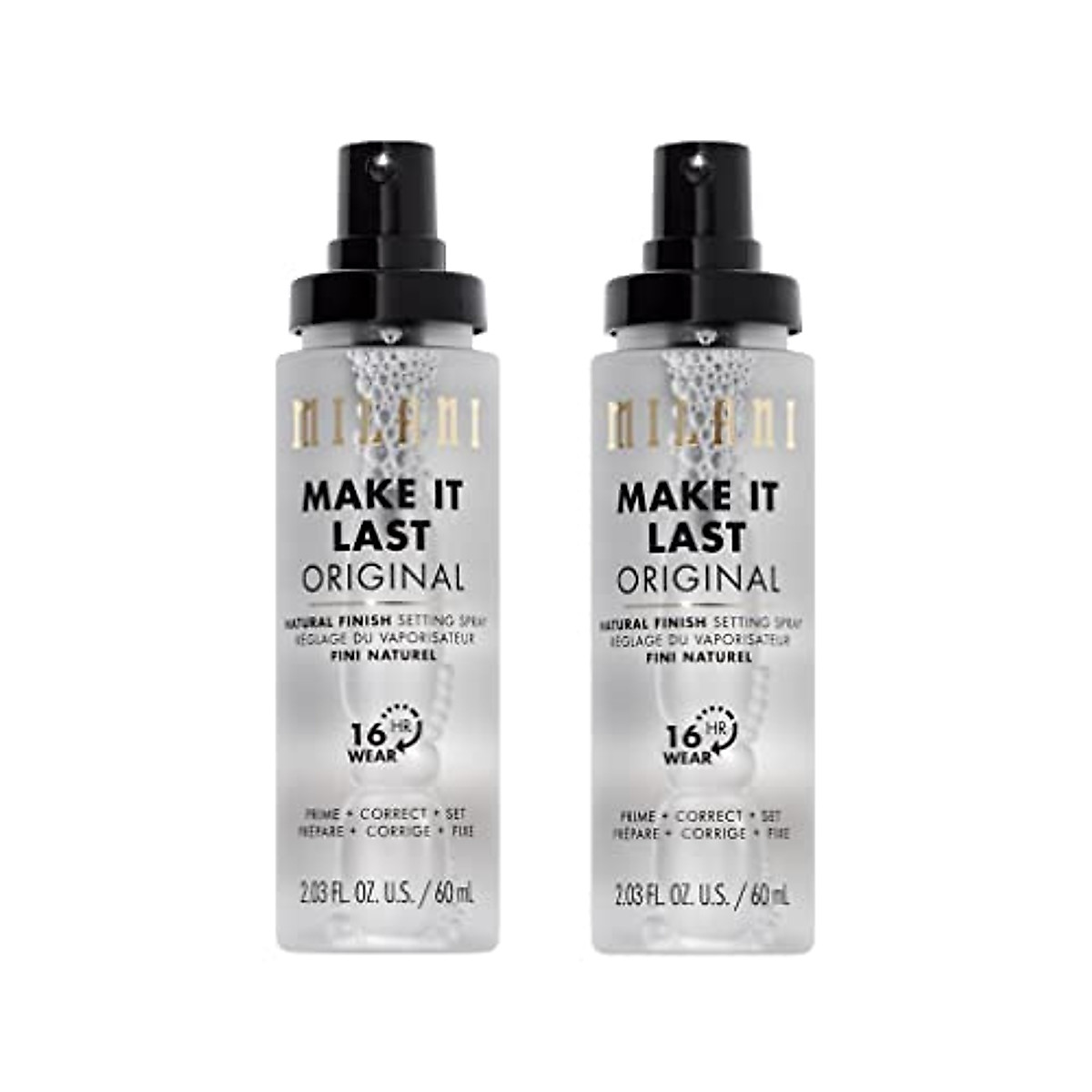 Milani Make It Last Original - Natural Finish Setting SPray - 3-in-1 Setting Spray and Primer- Prime + Correct + Set - Makeup Finishing Spray and Primer - Long Lasting Makeup Primer and Spray - 2 Pack