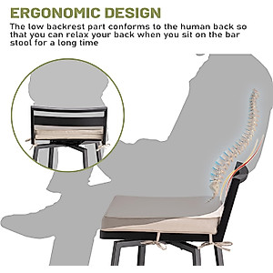 Lovinouse 27" Height Low Back Swivel Bar Stools with Cushion,Outdoor Patio Wrought Iron Chair Set,Outside Metal Bar Chair, Height Barstool for Bistro Lawn,Garden, Backyard,Indoor,Set of 4,Load 330LBS