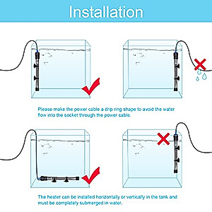 WELOMELO 100W / 200W / 300W / 500W Submersible Fish Tank Heating Rod, Temperature Adjustable Fish Tank Heating Rod/Thermostatic Rod with 2 Suction Cups-200W