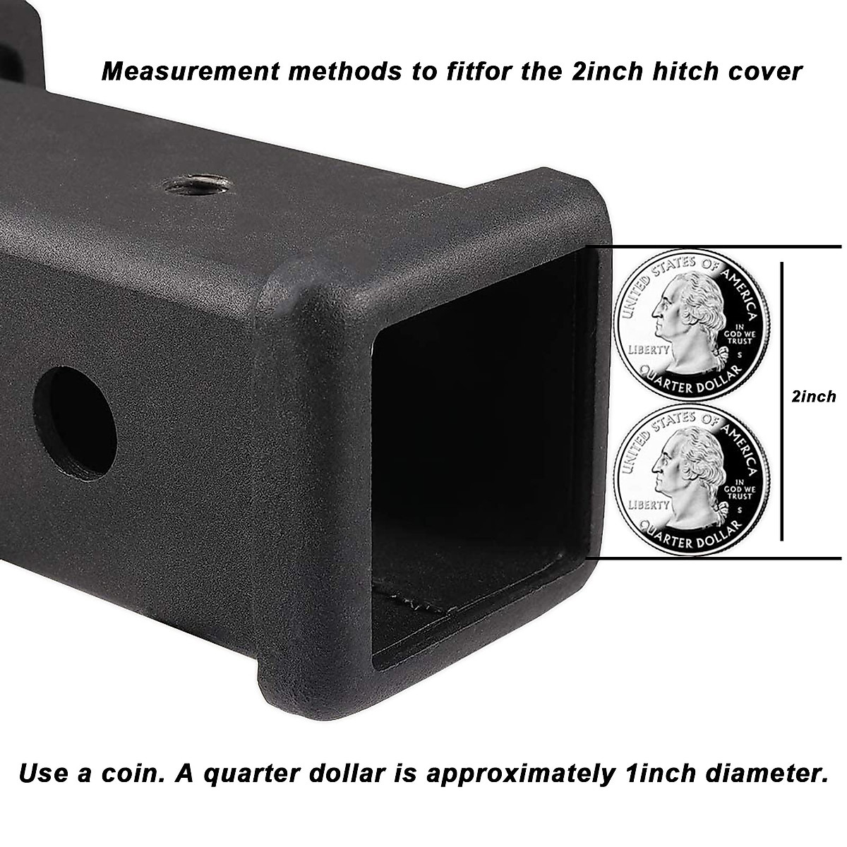 Jawmoy 1 PC Car Trailer Cover, 2 Inch American Traction Cover, Square Mouth Plug Protection Cover, Car Trailer Hitch Cover (Black)