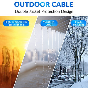 Cat5e Outdoor Ethernet Cable 100 Feet, Cat 5e Heavy Duty Internet Network LAN Cable, More Flexible Than Cat 6, Waterproof, PVC & LLDPE UV Double Jackets for in Wall, Direct Burial, Router, POE, Indoor