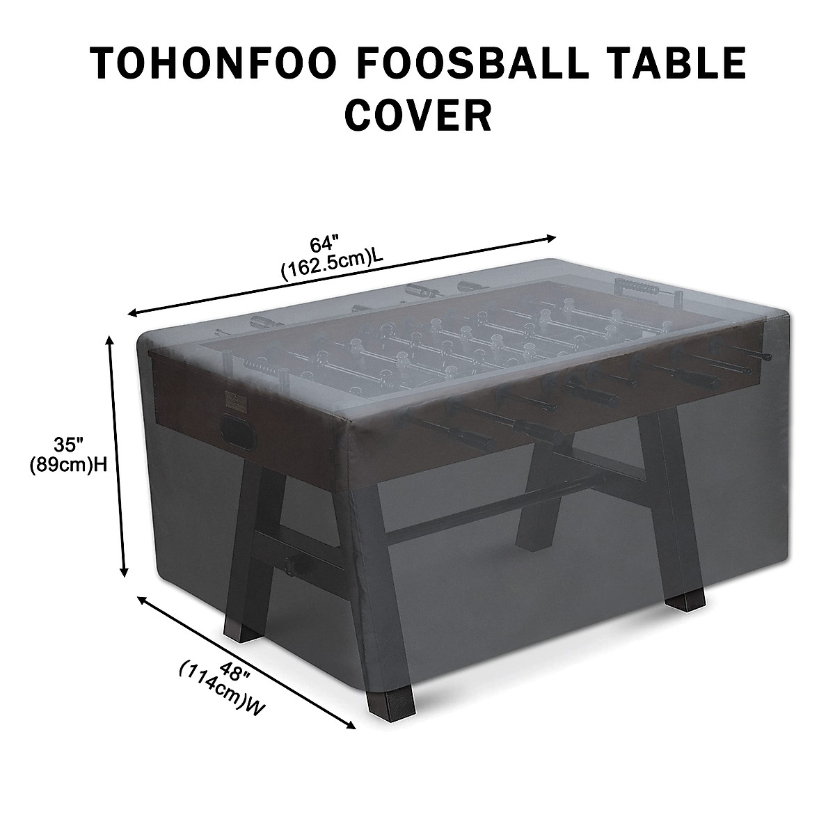 TOHONFOO Foosball Table Cover Soccer Table Cover Outdoor/Indoor Heavy Duty Water-Resistant 210D Oxford Fabric Universal GameTable Protection