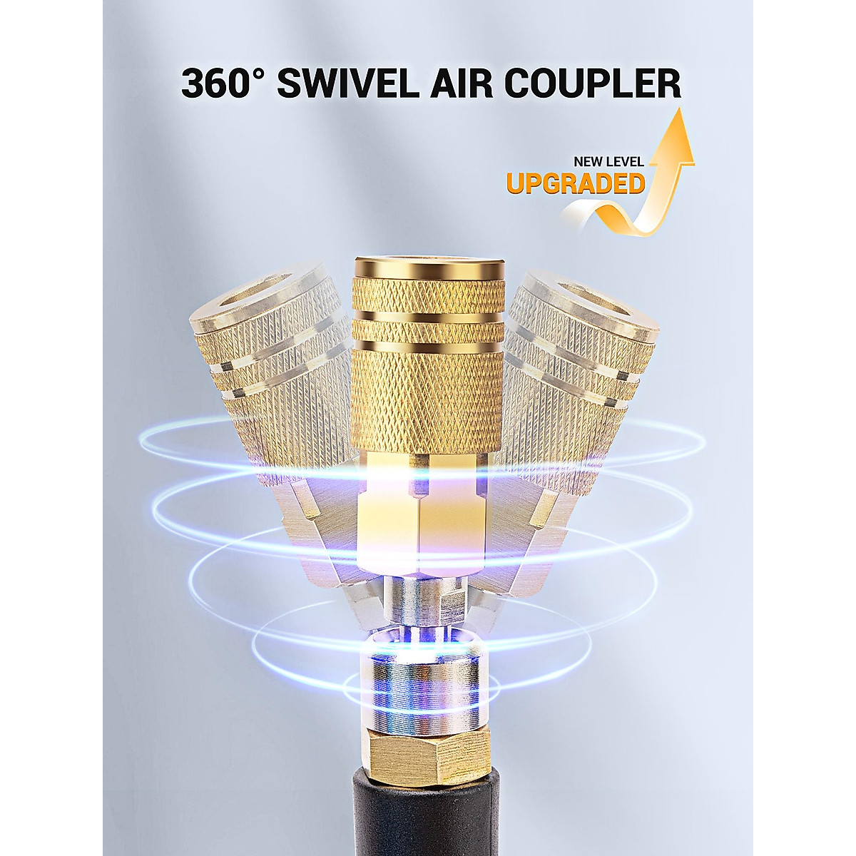 EVOULTES 1/4 In x 28 Ft Polyurethane Recoil Air Hose, Upgraded Air Compressor Hose with Repairable Bend Restrictor, Air Hose kit w/ 360° Swivel 1/4" NPT Coupler & Brass Quick Connect Air Fittings