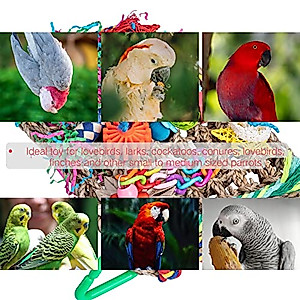 Bird toys, parrot toys, seaweed woven overhanging cushions, natural bird foraging chew toys, suitable for African grey parrots, Amazon parrots, lovebirds and other small and medium-sized birds