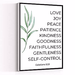 KEJPU Canvas Wall Art Modern Art Print Fruit Of The Spirit Wall Art,Farmhouse Wall Decor,Galatians 5 22 Christian Gifts Painting Artwork Wall Decor For Home Office Wooden Frame Ready To Hang 8"X12"