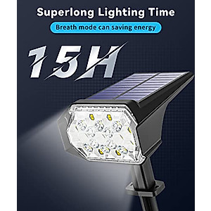 JUO Solar Spotlights Outdoor Waterproof IP67, 32 LED 3 Lighting Modes Brightest Solar Lights Outdoor, Solar Powered Garden Pathway Lights Landscape Spotlights for Trees/Flags/Yard/Walkway