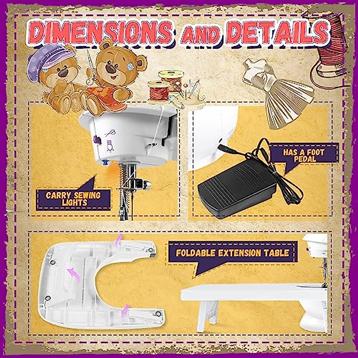 Portable Sewing Machine with Extension Table and Light,Mini Handheld Sewing Machine with Upgraded,Two Threads Double Speed Double Switches,Electric Sewing Machine Easy to Use for Kids,Beginners and DIY,White