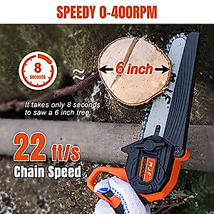 Mini Chainsaw Cordless 6-Inch with 2 Battery, One-Handed, Smooth Cutting, Portable Electric Chain Saw for Wood Cutting Tree Trimming, With Complete Chainsaw Kit, MJF