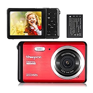 Digital Camera for Photography, FHD 1080P 20MP Point and Shoot Camera with 2.8" TFT LCD, Compact Rechargeable Vlogging Cameras for Kids,Beginner,Students,Teens,Elders (Red)