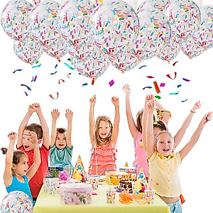 30PCS Party Balloon Birthday Balloons Sprinkles Confetti Balloon Pack - Ice Cream Sprinkle Balloons with Bright Confetti Party Decoration, Wedding, Bridal, Proposal