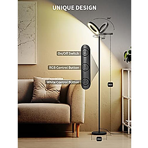 XMCOSY+ Floor Lamp, 2400LM Smart RGBW LED Standing Lamp with Modern Double-Side Lighting, WiFi APP Control, Works with Alexa, 2700K-6400K Color Changing Dimmable Tall Lamps for Living Room Bedroom