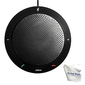 Jabra Speak 410 USB PC Speaker and Microphone - Conference Speakerphone for Laptops, Desktops, MAC, Tablet, USB, Compatible w/Teams, Zoom, Skype Version 7410-109, Global Teck Microfiber Cloth