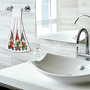 KOCOART Cute Scandinavian Gnomes Kitchen Oven Towels Merry Christmas Hanging Hand Towel with Loop 2 Pieces Super Absorbent Dishcloth Fingertip Tea Bar Dish Towel for Bathroom Tabletop
