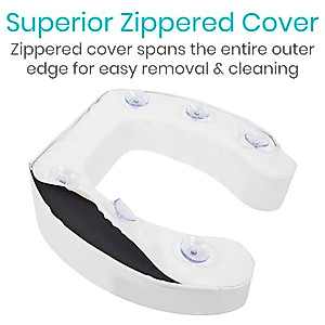 Vive Toilet Seat Cushion (Soft Cushioned Foam) - Easy Clean Soft Padded Bathroom Attachment - Elongated, Standard Seats - Comfort and Support Donut for Handicap, Adults, Coccyx Tailbone Pain Relief