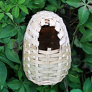 Youngy Natural Bamboo Bird House Hand Made Finch Hideout Cage Toy Outdoor Hut Shelter