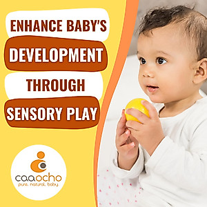 caaocho Pure Natural Rubber Sensory Ball Sunshine 3" - Sealed Hole, BPA Free Baby Ball Toy, for Sensory Play, for Sensory Development, Hole Free Baby Toy, Perfect Bouncer, Without Hole
