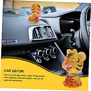Amosfun 1pc Bobble Head Tiger Ornament Car Toy Digital Instrument Cluster Yellow Decor Nodding Head Toys Figurine Decor Little Auto Ornament Car Tiger Decorations Home Animal Decoration