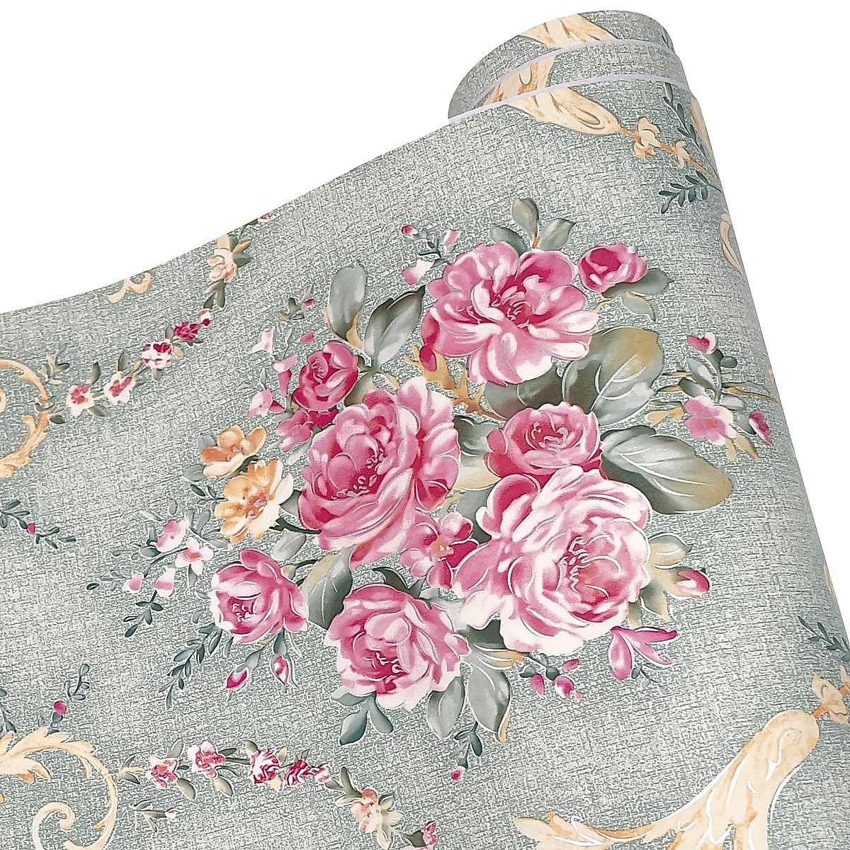 SimpleLife4U Retro Rose Furniture Paper Light Green Self-Adhesive Shelf Liner School Locker Sticker 17.7 Inch by 9.8 Feet