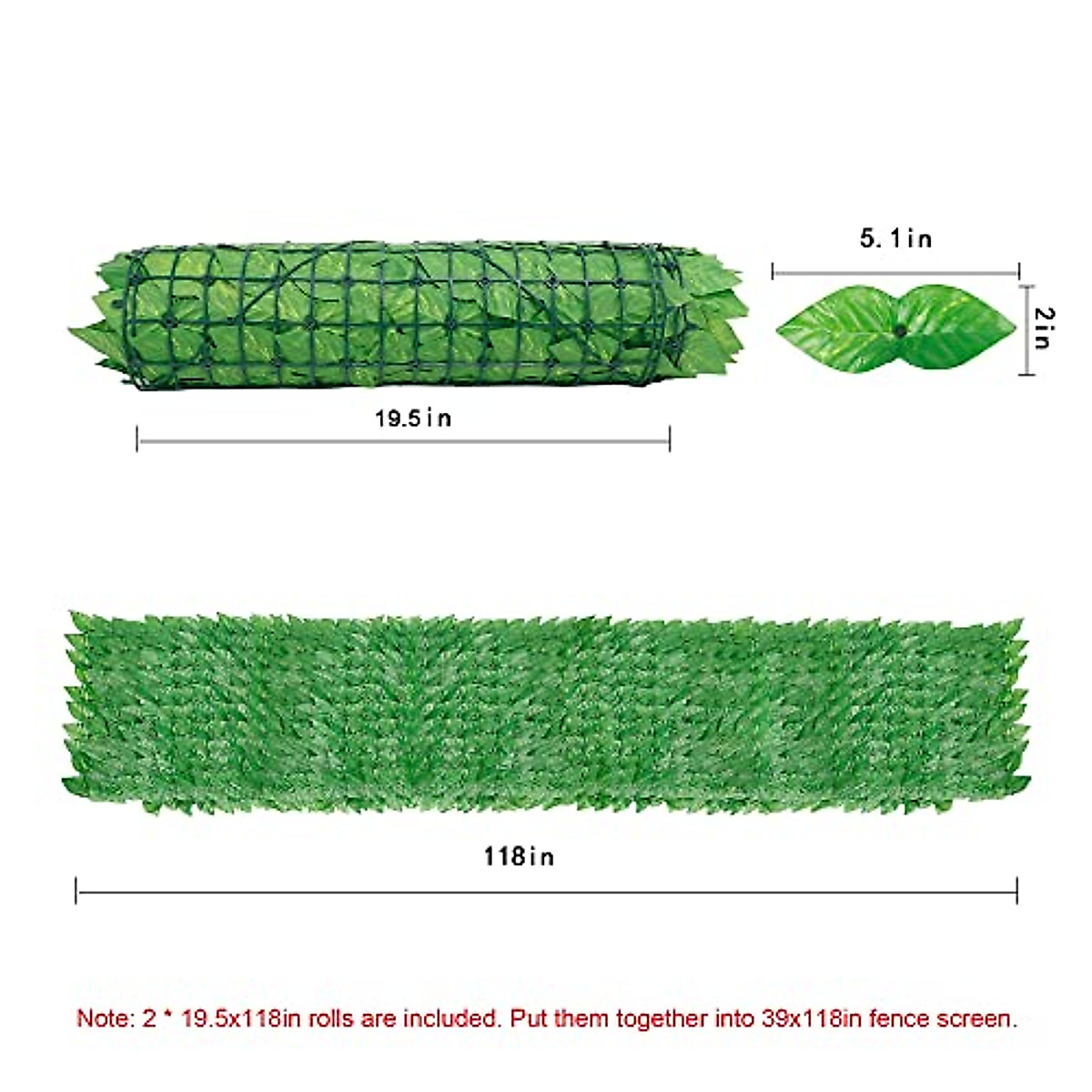 NyShine Artificial Privacy Fence Screen, 39'' x 118'' Ivy Fence Covering Faux Vine Leaf Panels Decoration Patio Privacy Green Wall for Indoor Outdoor Garden Yard Backyard